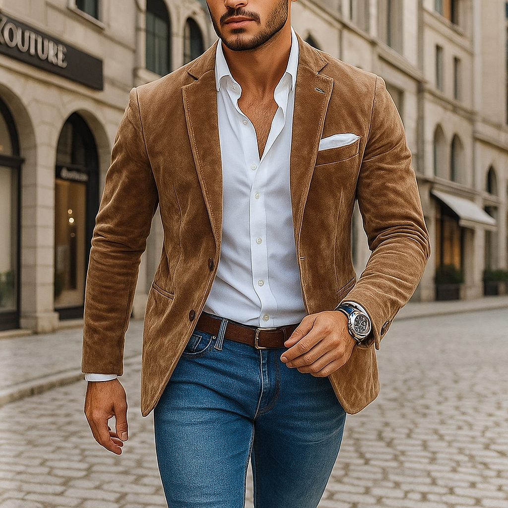 Niko – Blazer Homme Élégant en Daim – PARIS FEMME