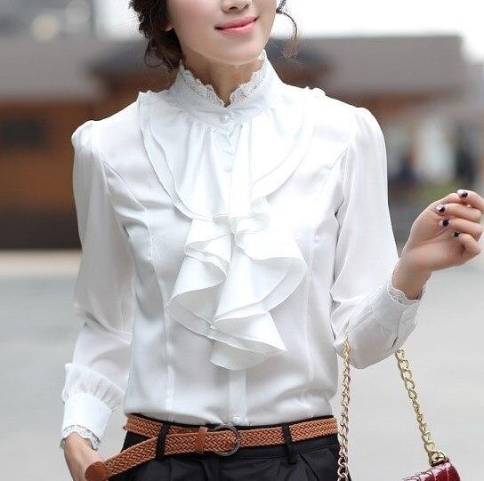 Élégante Chemise Blanche - Manches Longues - Col Jabot - PARIS FEMME